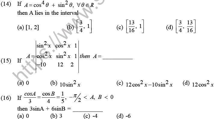Jee Mathematics Trigonometric Functions Mcqs Set C With Answers